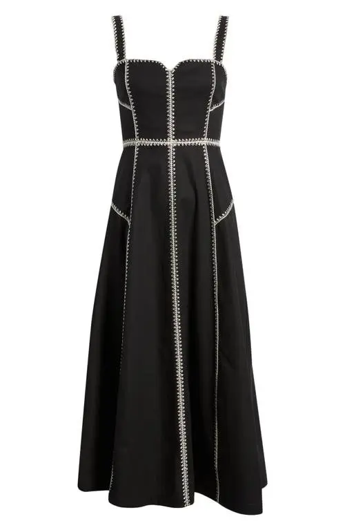 Moon River Contrast Stitch Fit & Flare Dress
