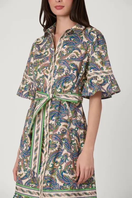 Shoshanna Alix Paisley Print Midi Shirt Dress