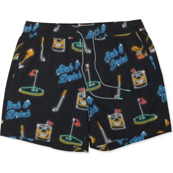 PARTY PANTS Sink N' Drink Happy Hour' 5-inch Inseam Swim Trunks