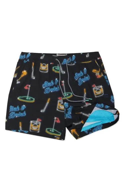 PARTY PANTS Sink N' Drink Happy Hour' 5-inch Inseam Swim Trunks