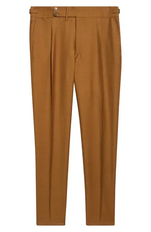 Isaia Pleated Wool-mohair Blend Trousers With Silk
