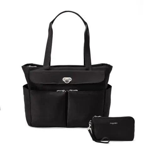 BAGGALLINI Coastal Flip Lock Tote - Black