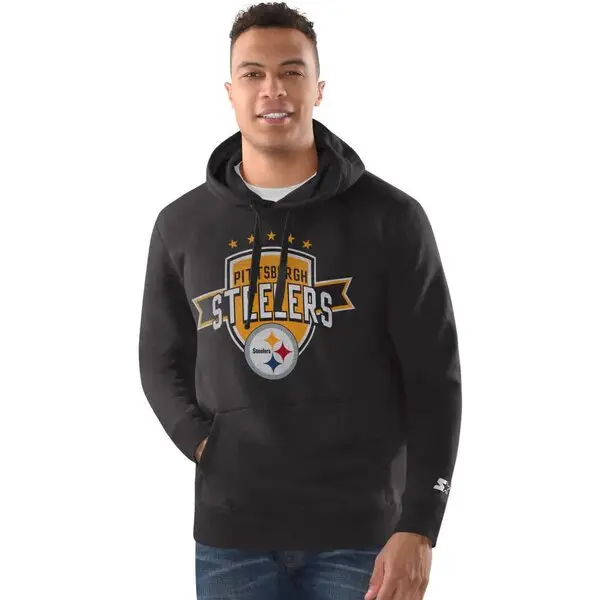 STARTER Pittsburgh Steelers Vintage Pullover Hoodie - Black
