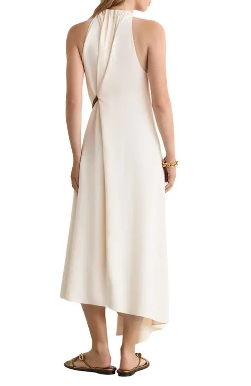 REISS Evie Halter Neck Midi Dress With Handkerchief Hem - Ivory