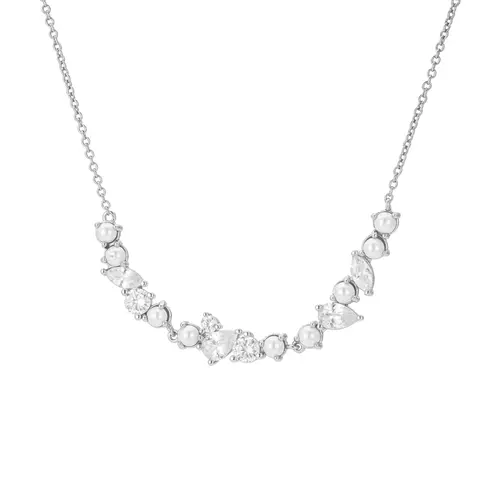 POPPY LANE Cleo Pearl And Crystal Necklace - Metallic Silver