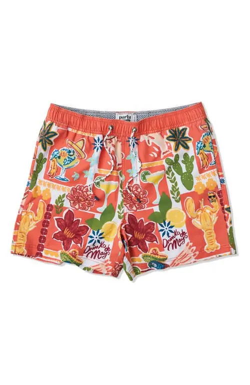 PARTY PANTS Drinko De Mayo 5-inch Swim Trunks - Red