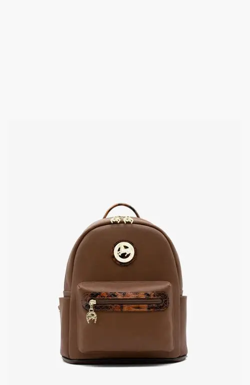 CAVALINHO Cherry Blossom 392 Leather And Canvas Backpack - Camel Brown