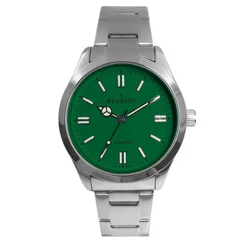 PEUGEOT Sport Stainless Steel Link Bracelet Watch 36mm - Green