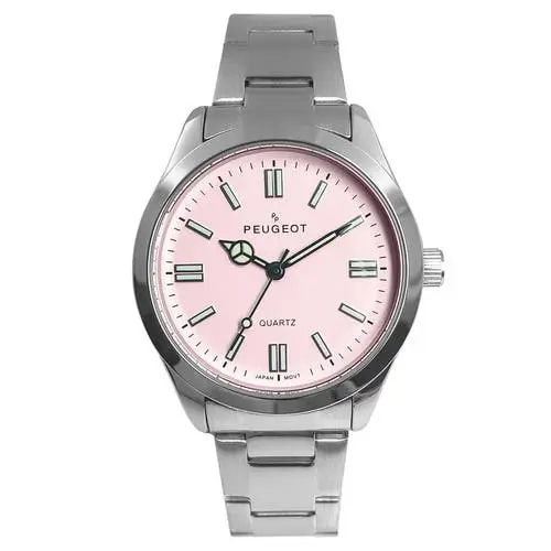 PEUGEOT Sport Stainless Steel Link Bracelet Watch 36mm - Pink