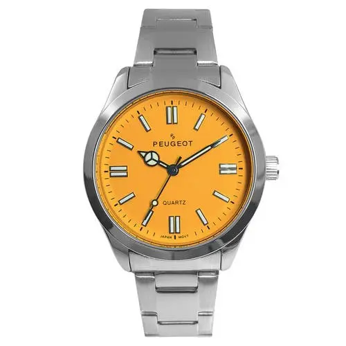PEUGEOT Sport Stainless Steel Link Bracelet Watch 36mm - Yellow