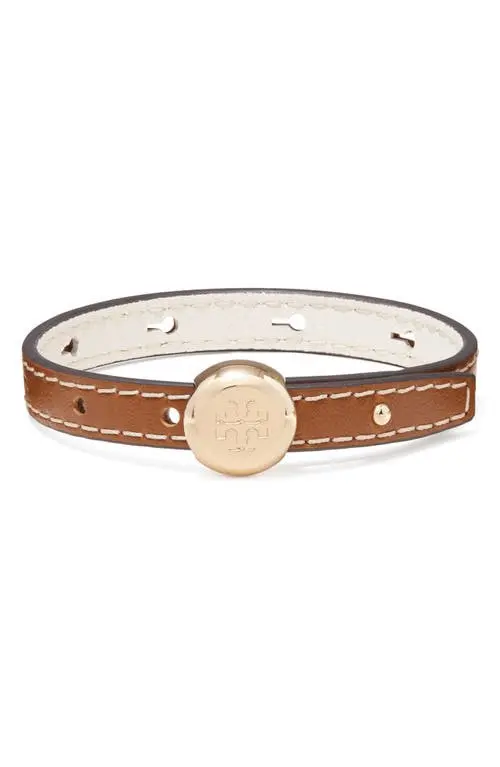 Tory Burch Romy Leather Bracelet - Light Brass/aged Tan