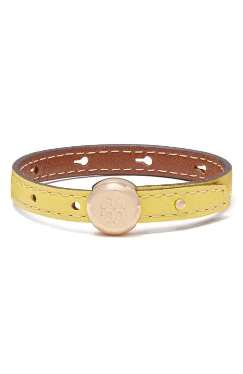 Tory Burch Romy Leather Bracelet - Light Brass/calendula