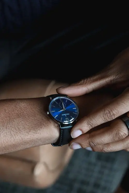 PEUGEOT Round Leather Watch - Blue