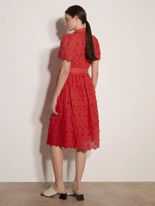 APRICOT Embroidered Cotton Midi Dress
