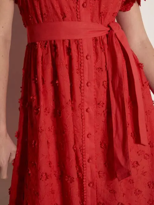APRICOT Embroidered Cotton Midi Dress