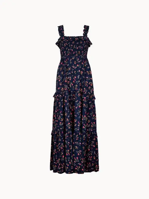 APRICOT Ditsy Floral Smock Maxi Dress - Navy