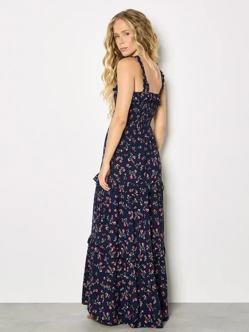 APRICOT Ditsy Floral Smock Maxi Dress - Navy