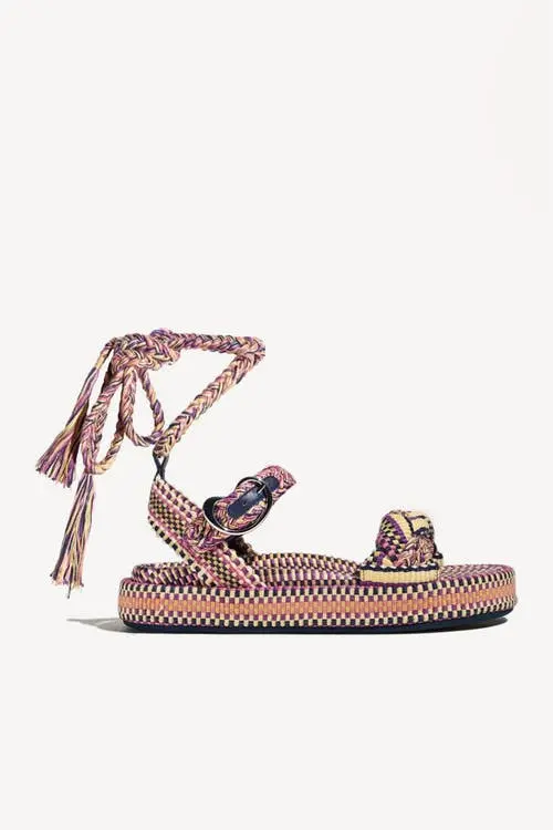 AMAMBAIH Carolina Braided Lace Up Platform Sandal - Isle