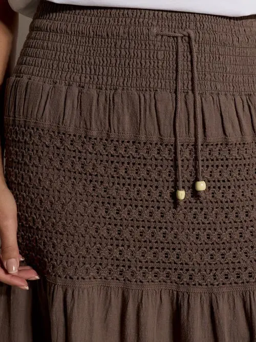 APRICOT Crochet Detail Tiered Skirt