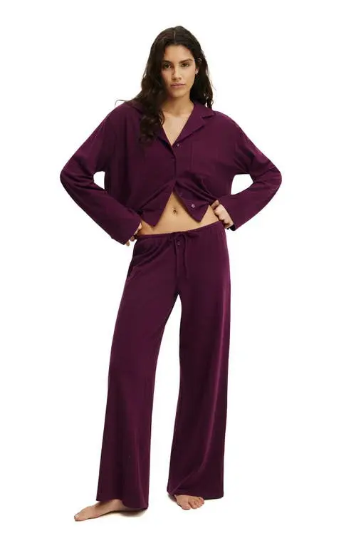 Cotton:on Dreamy Soft Boxy Button Down Shirt - Blackcurrant