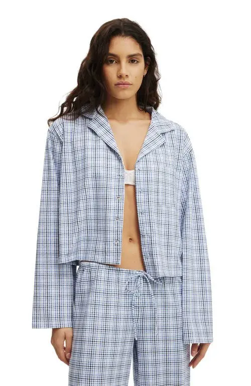 Cotton:on Dreamy Soft Boxy Button Down Shirt - Isla Micro Check Daydream