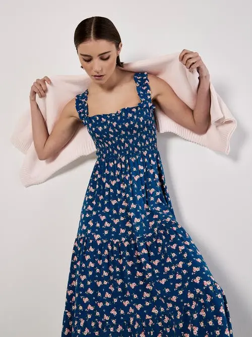APRICOT Spaced Ditsy Smocked Tiered Dress