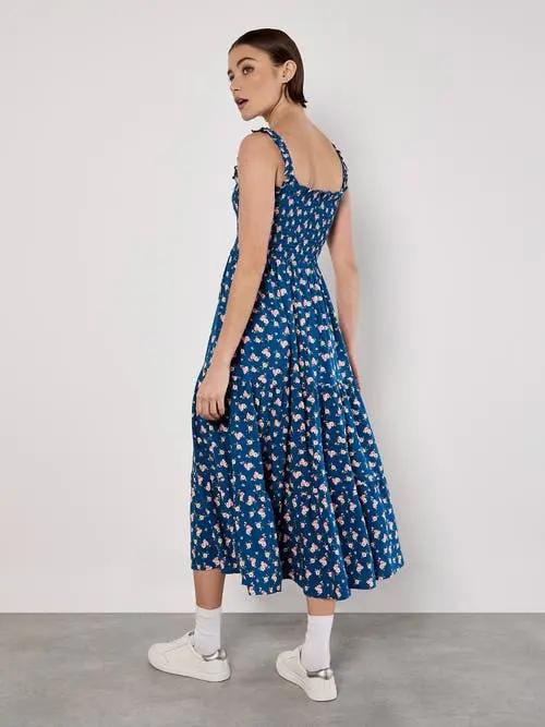 APRICOT Spaced Ditsy Smocked Tiered Dress