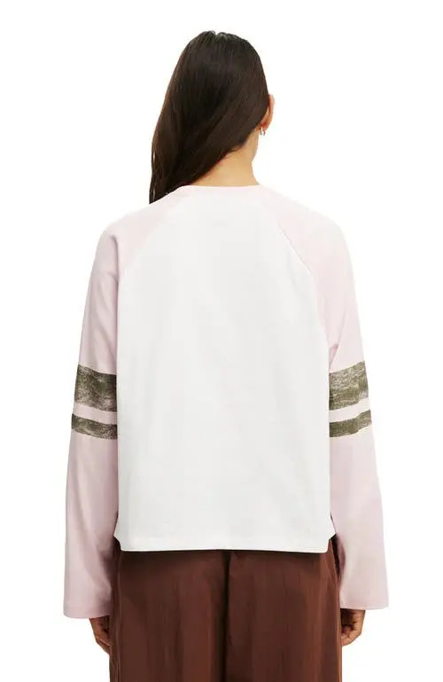 Cotton:on Active Graphic Raglan Tee - White Hoops