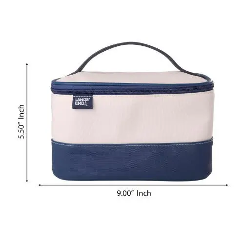 LANDS' END Large Makeup Bag Train Case With Travel Bottles
