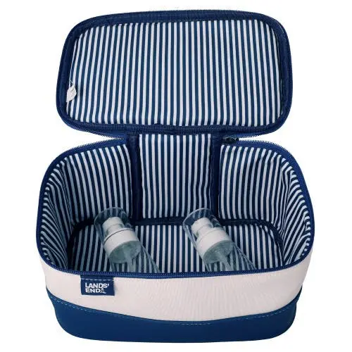 LANDS' END Large Makeup Bag Train Case With Travel Bottles