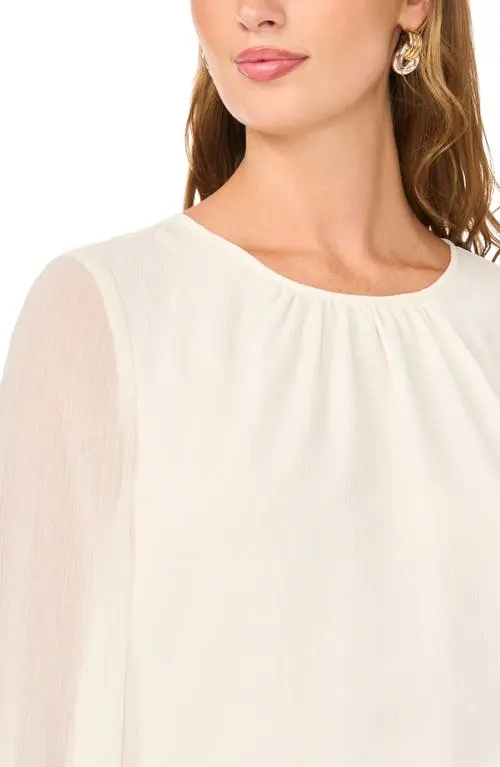 Vince Camuto Gathered Crewneck Long Sleeve Top