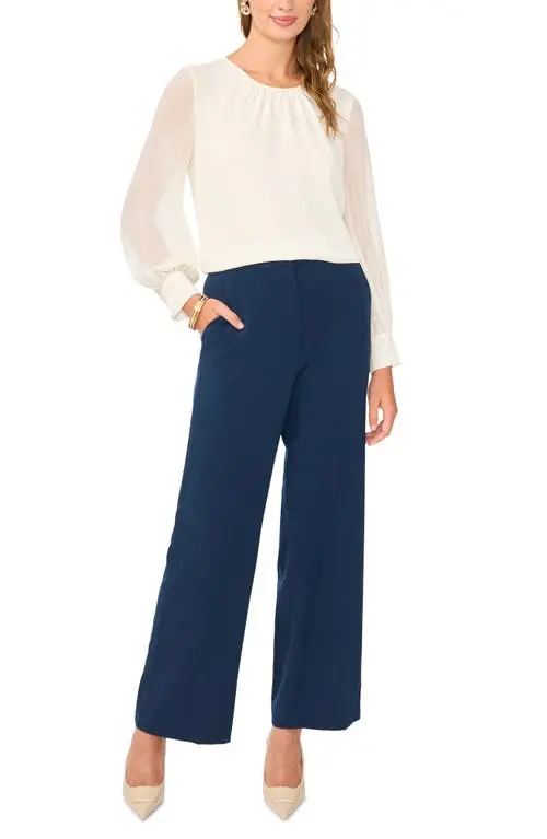 Vince Camuto Gathered Crewneck Long Sleeve Top