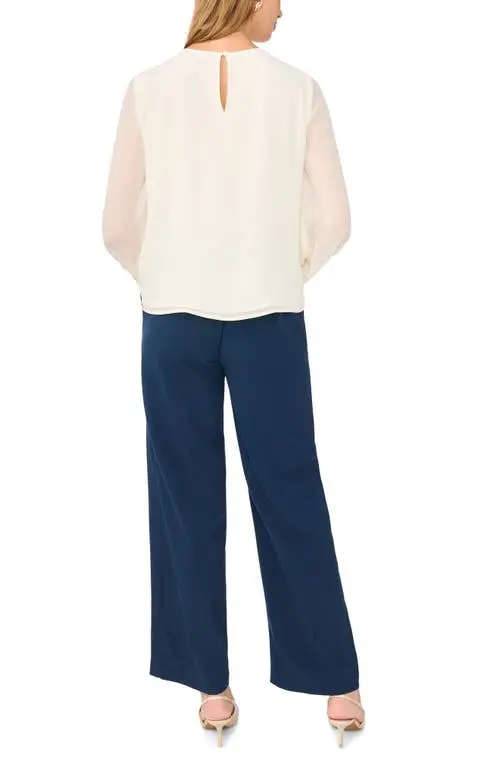 Vince Camuto Gathered Crewneck Long Sleeve Top