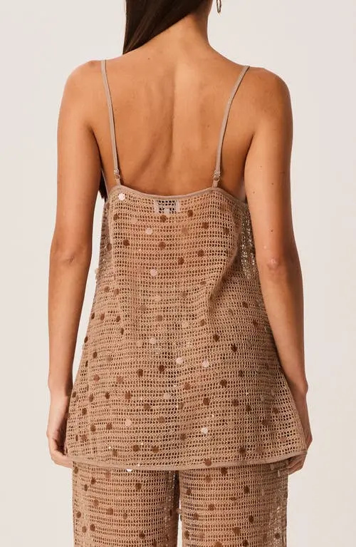 SNDYS. Kalena Sequin Open Knit Longline Top