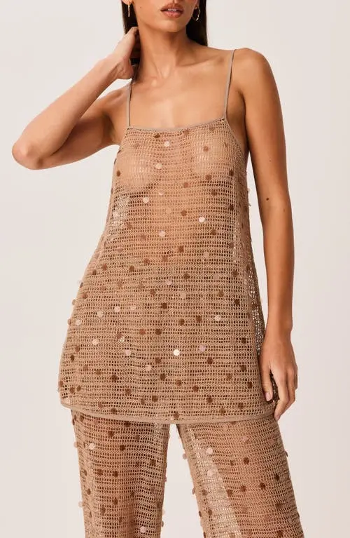 SNDYS. Kalena Sequin Open Knit Longline Top
