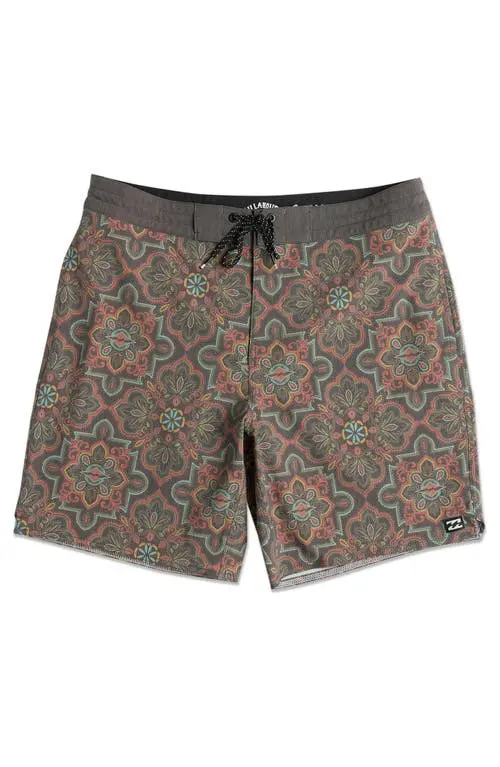 BILLABONG Good Times" Floral Print Board Shorts - Slate Black