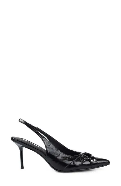 ZIGI Buena Studded Slingback Pumps - Black Leather
