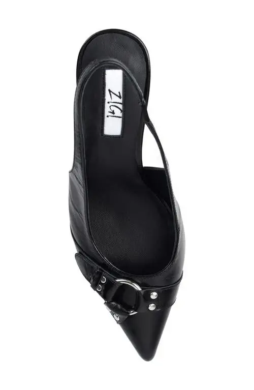 ZIGI Buena Studded Slingback Pumps - Black Leather