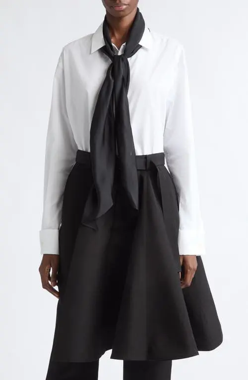 Sacai Poplin Button-up Shirt With Satin Tie Detail - Off White
