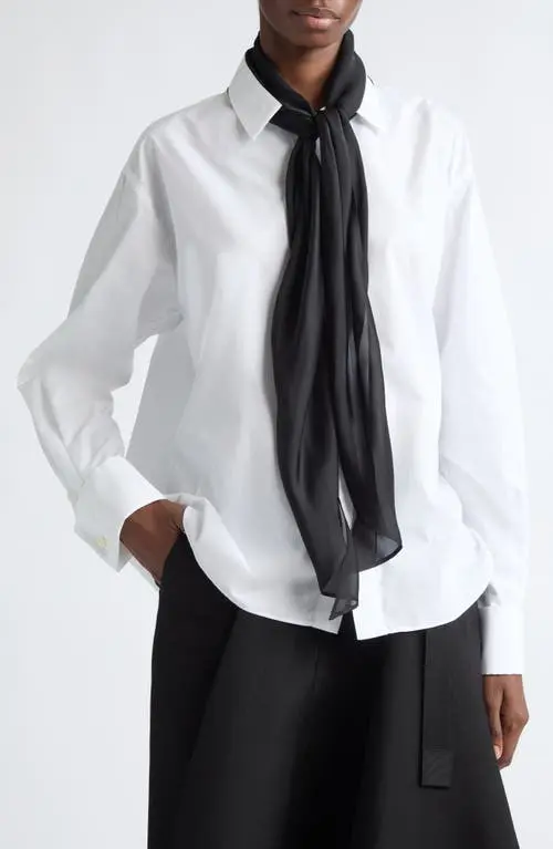 Sacai Poplin Button-up Shirt With Satin Tie Detail - Off White