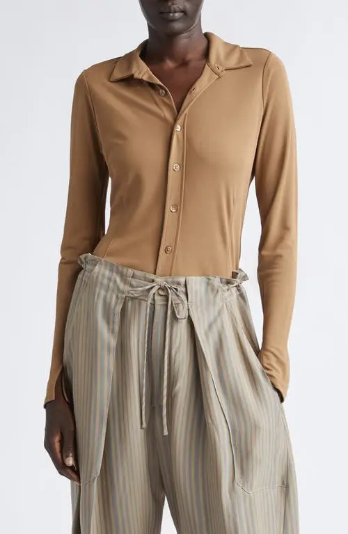 KALLMEYER Frankie Matte Jersey Button-up Shirt - Nutmeg