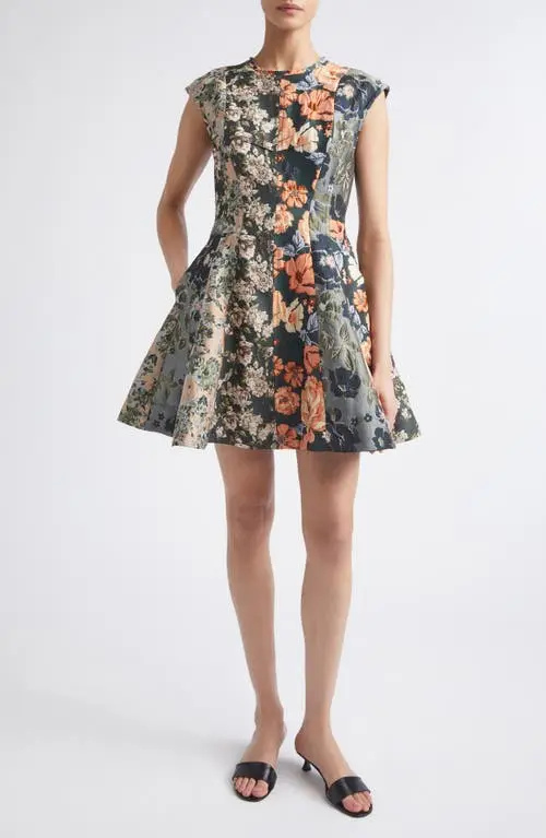 JASON WU Mixed Floral Jacquard Fit & Flare Minidress