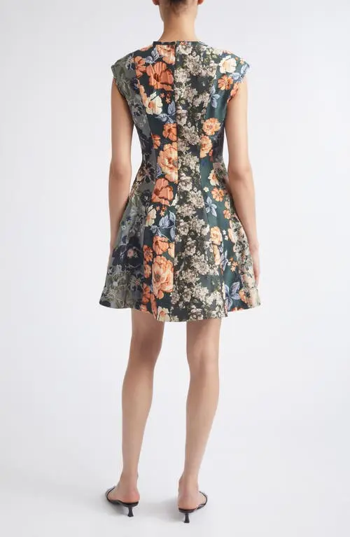JASON WU Mixed Floral Jacquard Fit & Flare Minidress