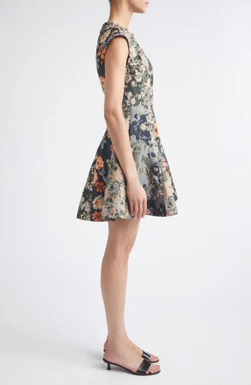 JASON WU Mixed Floral Jacquard Fit & Flare Minidress