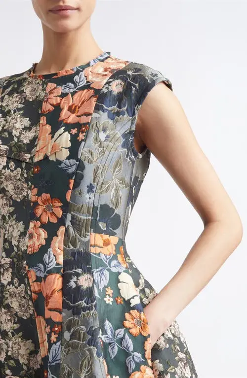 JASON WU Mixed Floral Jacquard Fit & Flare Minidress