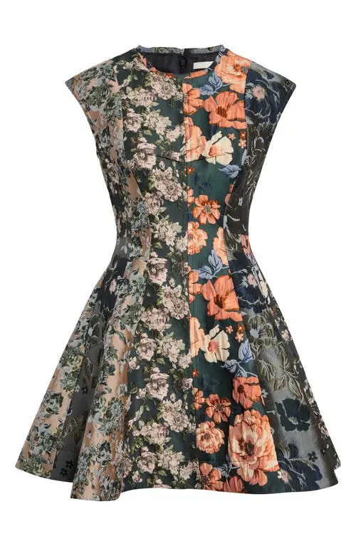 JASON WU Mixed Floral Jacquard Fit & Flare Minidress