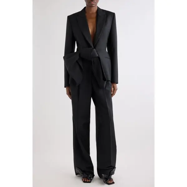 Givenchy Bow Front Wool & Mohair Blazer - Black