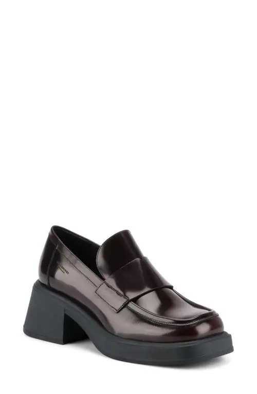 VAGABOND SHOEMAKERS Dorah Block Heel Platform Loafer - Dark Bordo