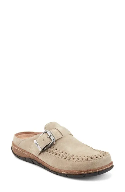 Earth Eileen Suede Clogs With Buckle Detail - Taupe