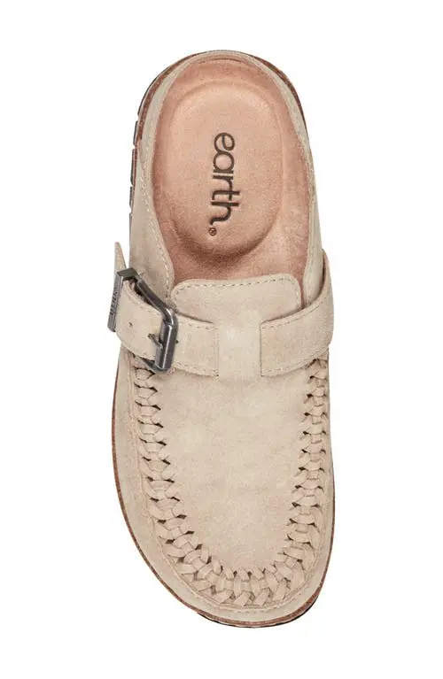 Earth Eileen Suede Clogs With Buckle Detail - Taupe
